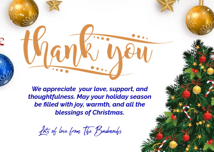 Joyful Free Custom Printable Christmas Thank You Card Postcard Template ...