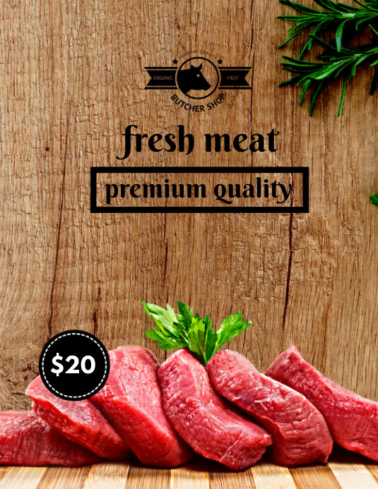 Joyful Fresh Meat Butcher Shop Flyers Flyer ( Template | PosterMyWall