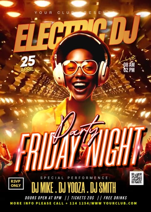 Joyful Friday Dj Night Party Video Flyer A6 Template | PosterMyWall