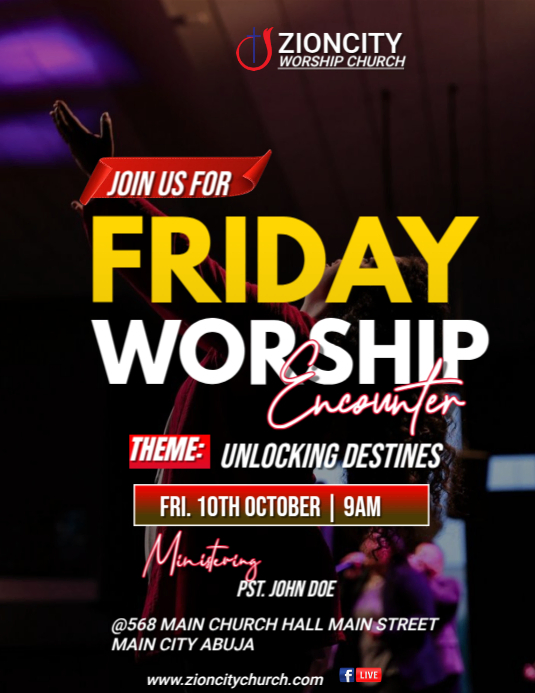 Joyful Friday Worship Encounter Service Flyer (us Letter) Template ...