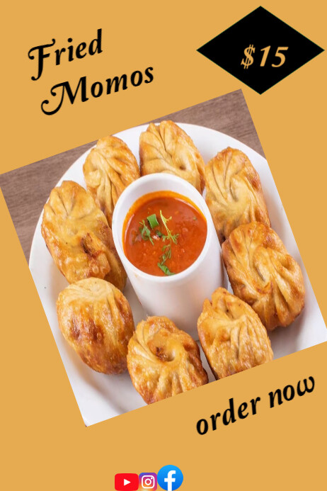 Joyful Fried Momos Poster Template | PosterMyWall