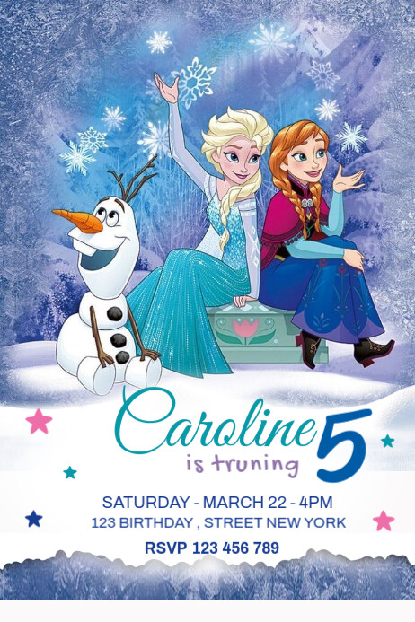 Joyful Frozen-birthday-invitation-card-design-template Poster ...