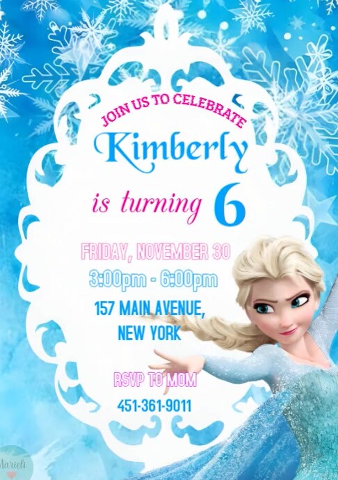 Plantilla de Joyful Frozen Birthday Party Invitation Flyer A4 ...