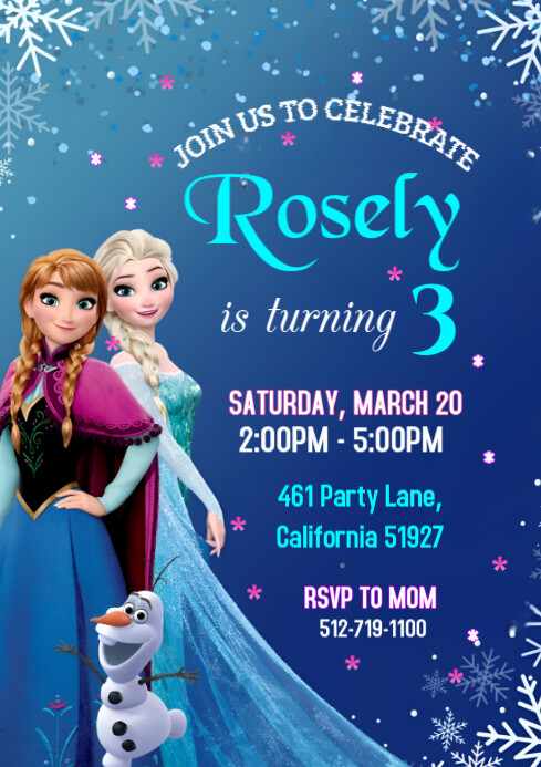 Joyful Frozen Birthday Party Invitation Flyer A4 Template | PosterMyWall
