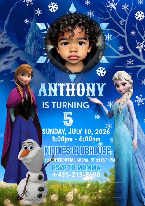 Joyful Frozen Birthday Party Invitation Flyer A4 Template | PosterMyWall