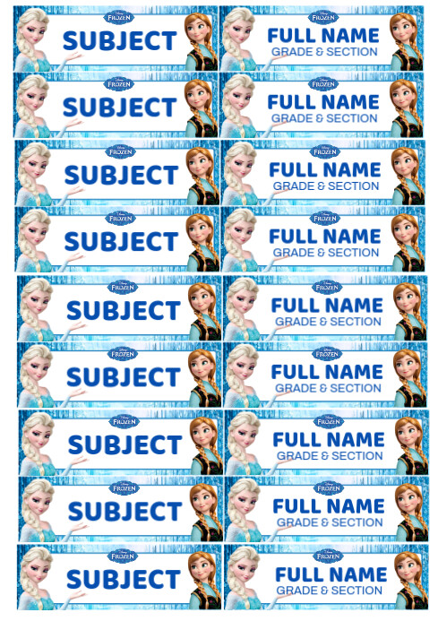Joyful Frozen Theme Subject Labels A4 Templat | PosterMyWall
