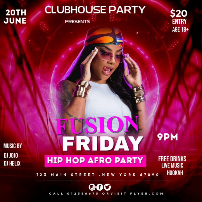 Joyful Fusion Friday Night Party Instagram Post Template | PosterMyWall