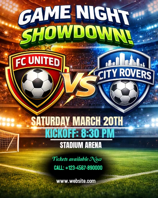 Copy of Joyful Game Night Soccer Match Showdown Flyer Instagram ...