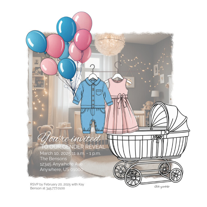 Joyful Gender Reveal Instagram Post Template | PosterMyWall