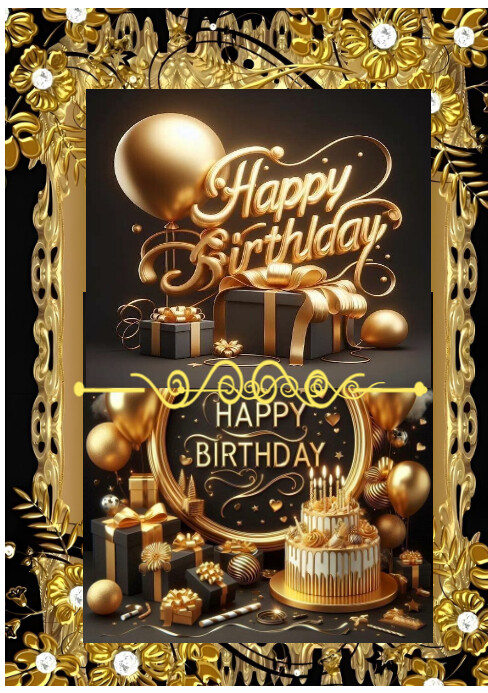 Joyful Gold Birthday Greeting Card A5 A5 Template | PosterMyWall