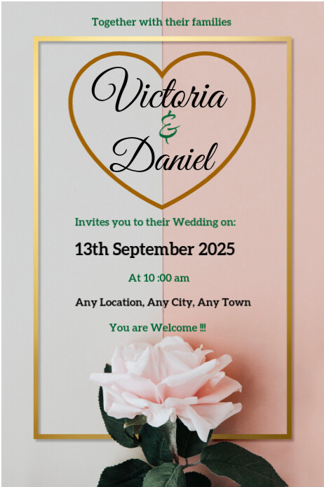 Joyful Gold Wedding invitation card Template | PosterMyWall