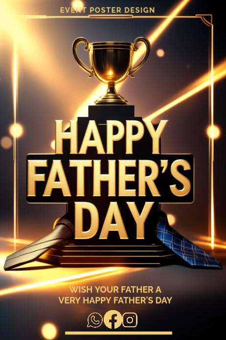 Joyful Golden Father’s Day Poster With Trophy And Bold Text Template ...