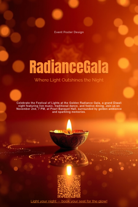 Joyful Gradient Style Diwali “golden Radiance Gala” Poster Template ...