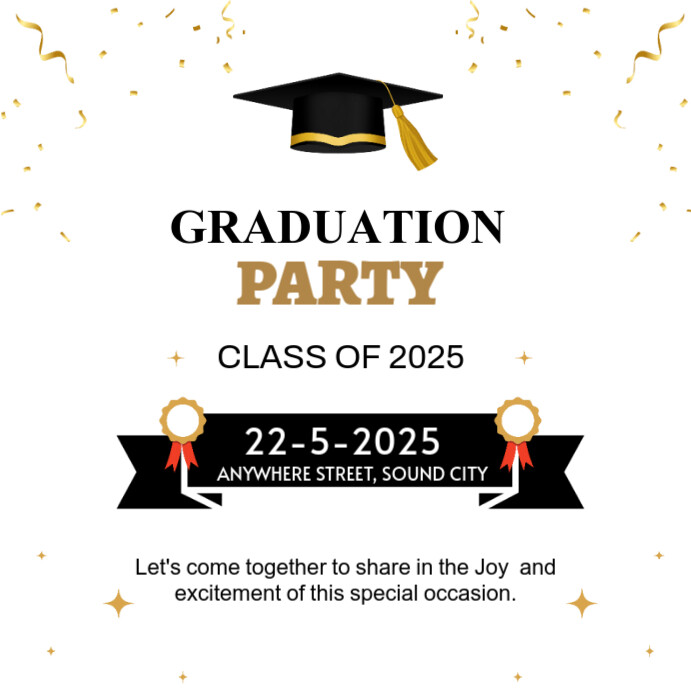 Joyful Graduation Party Poster Instagram Post Template | PosterMyWall