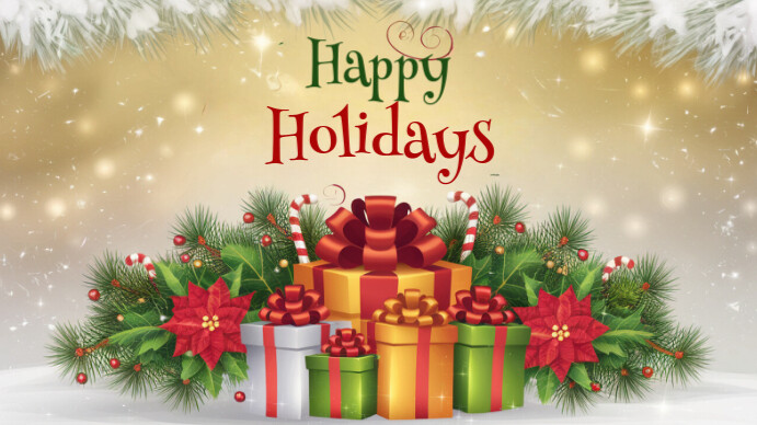 Joyful Green And Red Happy Holidays/ Christmas And New Year Season ...