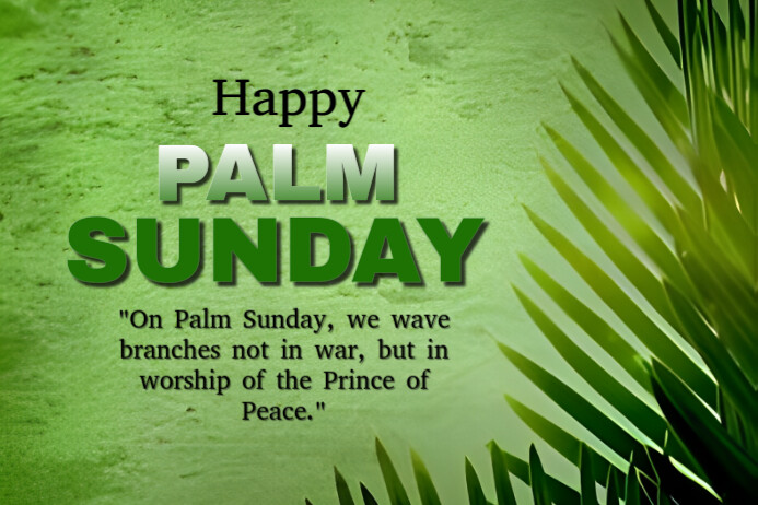 Joyful Green Background Pastel Happy Palm Sunday Label Template ...