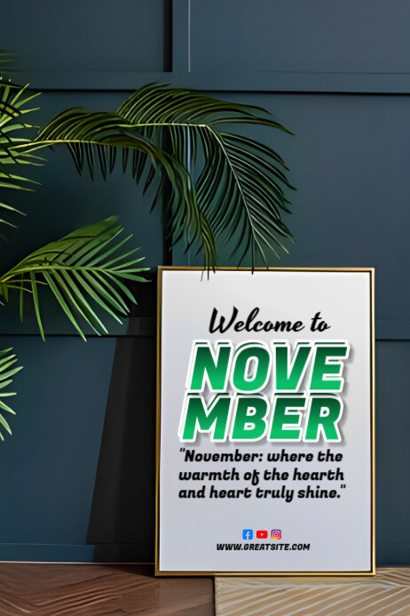 Copy of Joyful Green Background Pastel Welcome To November Poster ...
