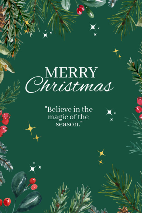 Joyful Green Christmas Greeting Card Poster Template | PosterMyWall
