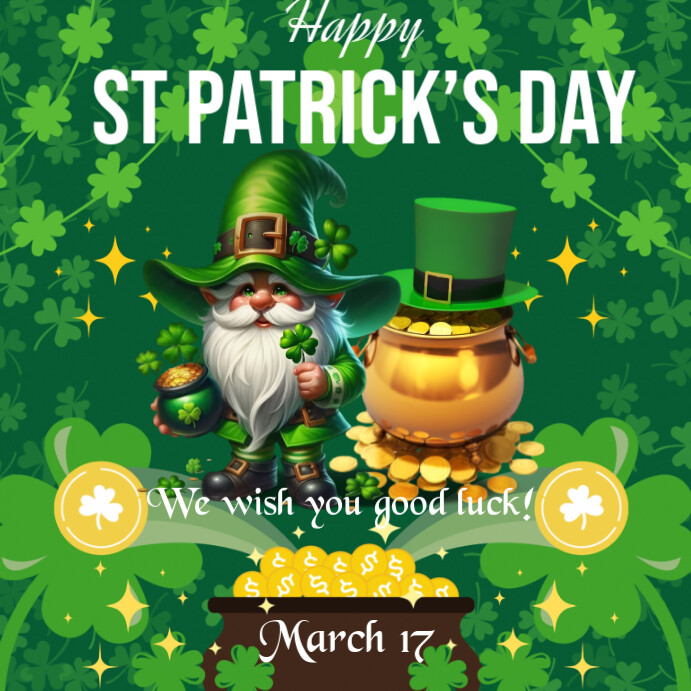 Joyful Green St Patrick’s Day Flyer Instagram Post Modelo | PosterMyWall