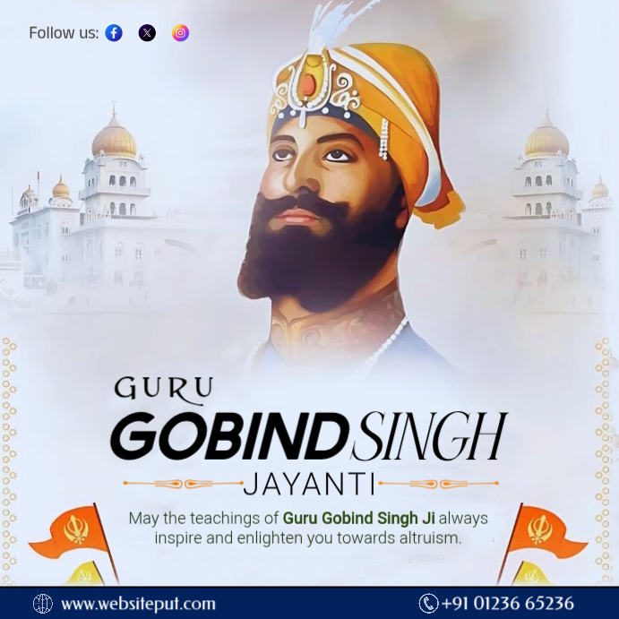 Plantilla de Joyful Guru Gobind Singh Ji Birthday 2026 Instagram Post ...