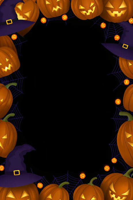 Plantilla de Joyful Halloween Jack O Lantern Border Frame Poster ...