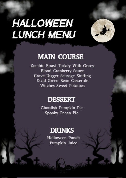Joyful Halloween Menu A4 Template | PosterMyWall