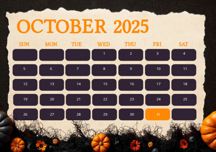 Joyful Halloween October 2025 Calendar A4 Template | PosterMyWall