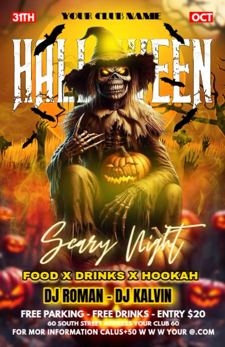 Joyful Halloween Scary Night Flyer Tabloid Template | PosterMyWall