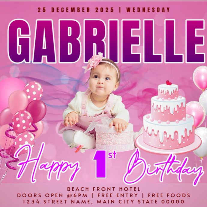 Plantilla de Joyful Happy 1st Birthday Instagram Post | PosterMyWall