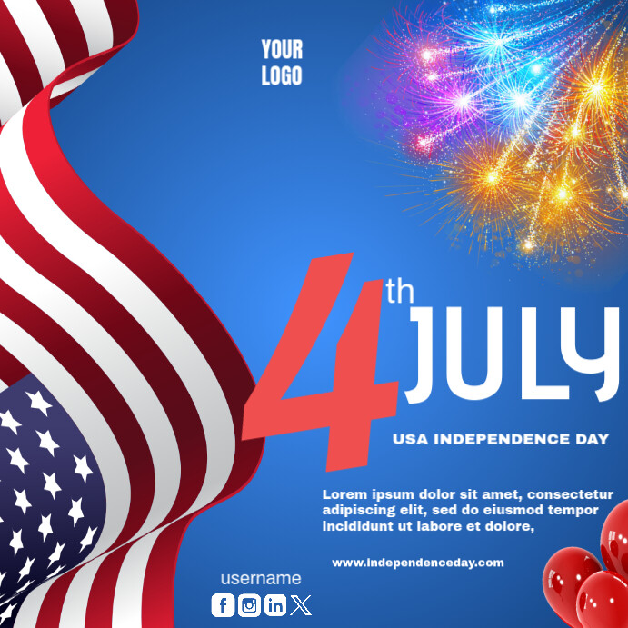 Joyful Happy 4th Of July Instagram Post Template | PosterMyWall