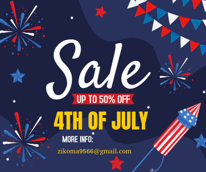 Joyful Happy 4th Of July Sale Medium Rectangle Template | PosterMyWall