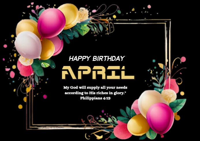 Joyful Happy April Birthdays A4 Template | PosterMyWall