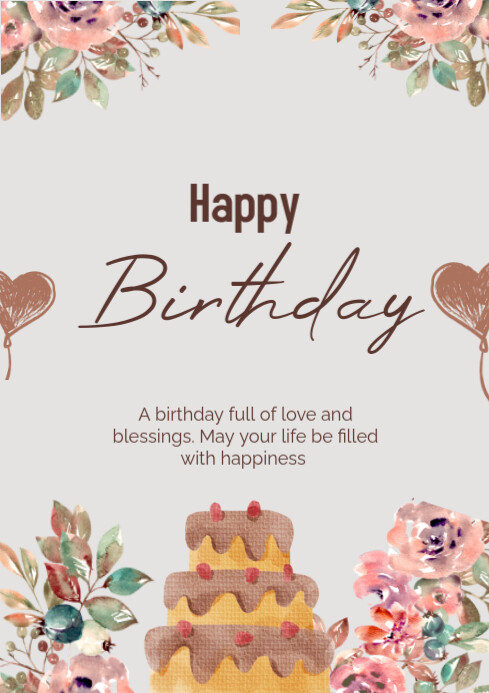 Modèle Joyful Happy birthday A4 design | PosterMyWall