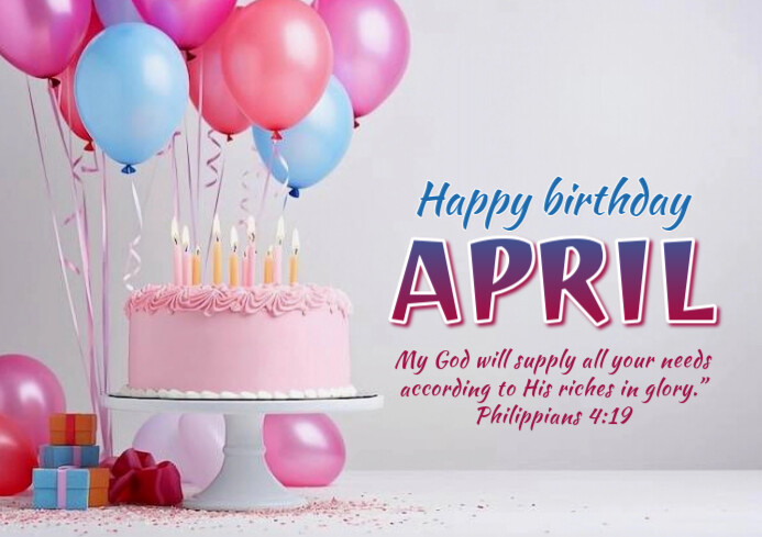 Plantilla de Joyful Happy Birthday April A4 | PosterMyWall