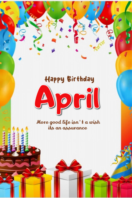 Joyful Happy Birthday April Banner 4' × 6' Template | PosterMyWall
