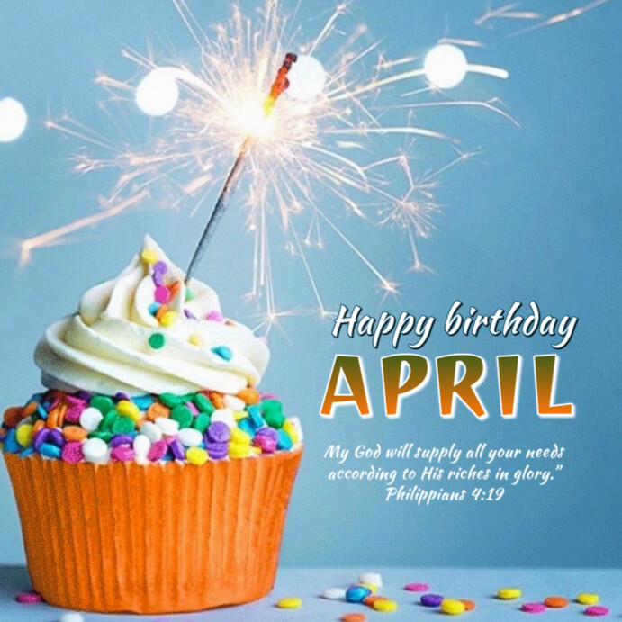 Joyful Happy Birthday April Instagram Post templaat | PosterMyWall
