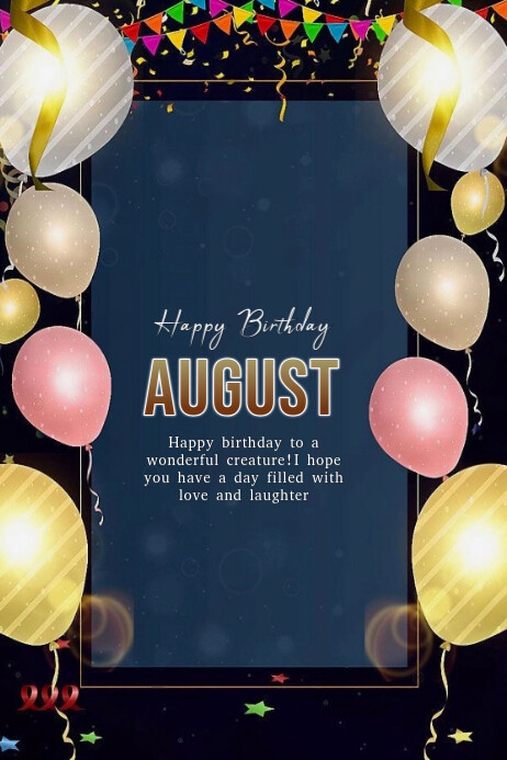 Joyful Happy Birthday August Banner 4' × 6' Template | PosterMyWall