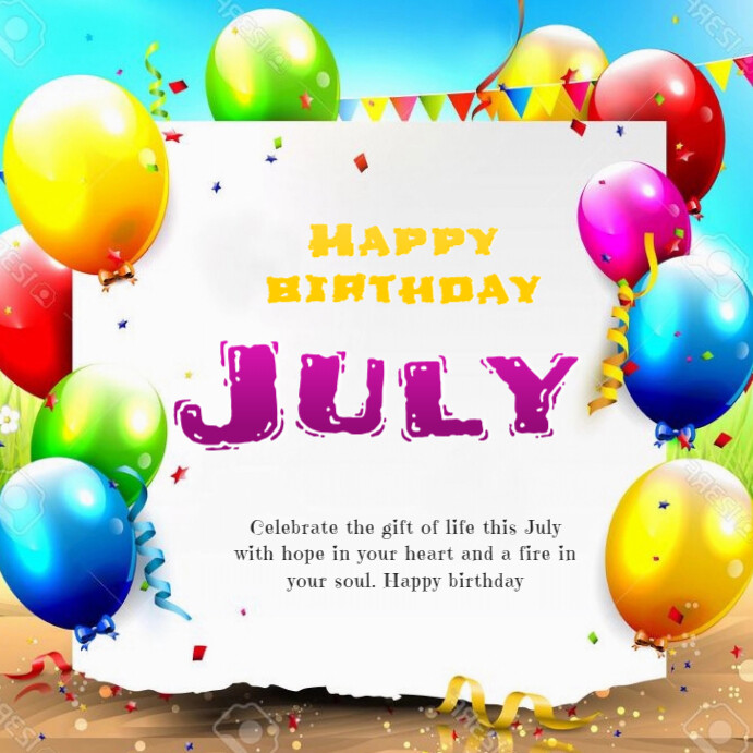 Joyful Happy Birthday July Instagram Post Template | PosterMyWall