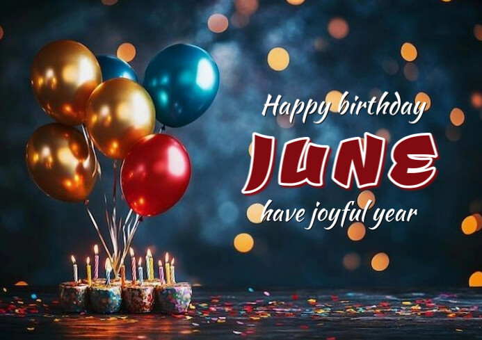 Copy of Joyful Happy Birthday June A4 | PosterMyWall