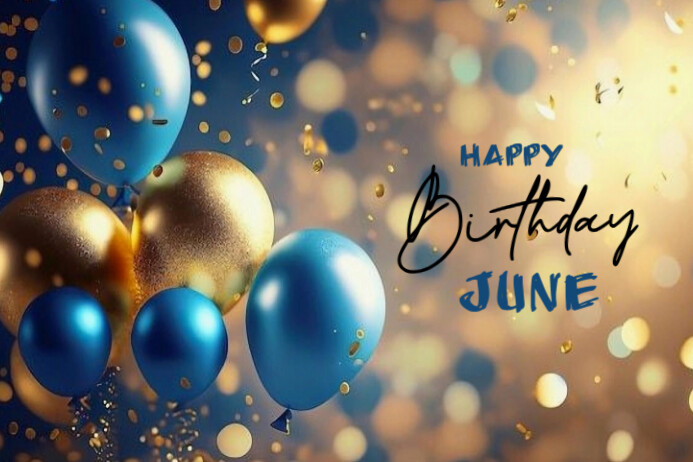 Joyful Happy Birthday June Banner 4' × 6' Template | PosterMyWall