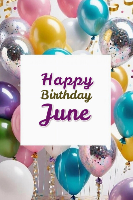 Joyful Happy Birthday June Banner 4' × 6' Template | PosterMyWall