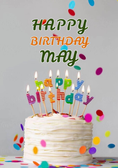 Joyful Happy Birthday May A4 Template | PosterMyWall