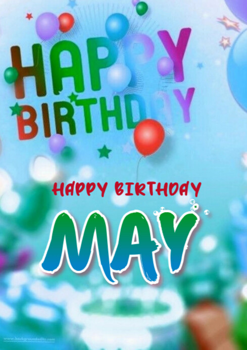 Plantilla de Joyful Happy Birthday May A4 | PosterMyWall
