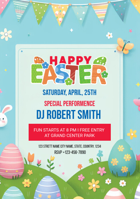 Copy of Joyful Happy Easter Ad Template A4 | PosterMyWall