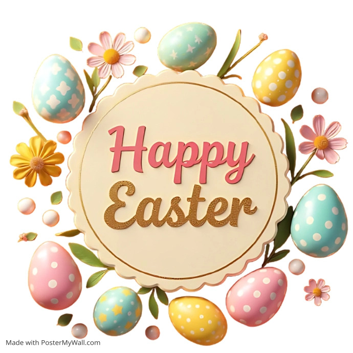 Copy of Joyful Happy Easter Sunday With Eggs Logo | PosterMyWall