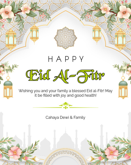 Joyful Happy Eid Mubarak Celebration Wishes Instagram Portrait Template ...