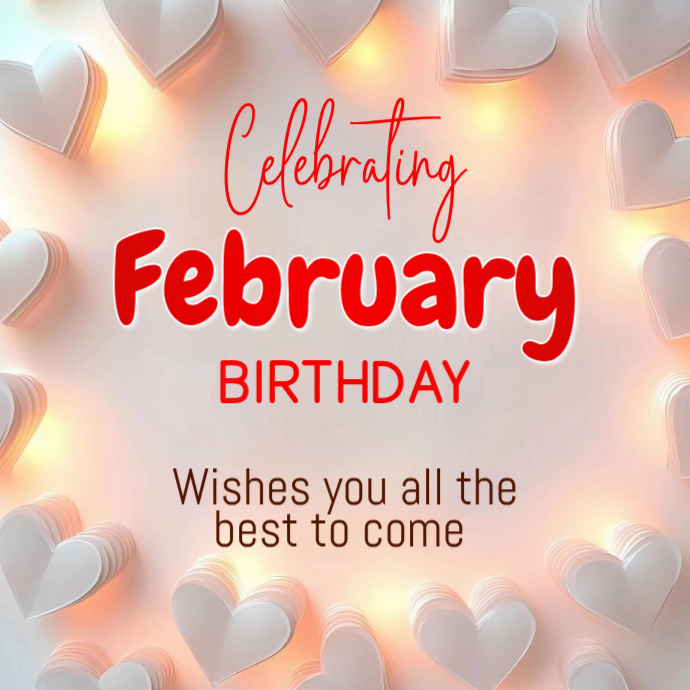 Joyful Happy February Birthday Greeting Card Logo Template | PosterMyWall
