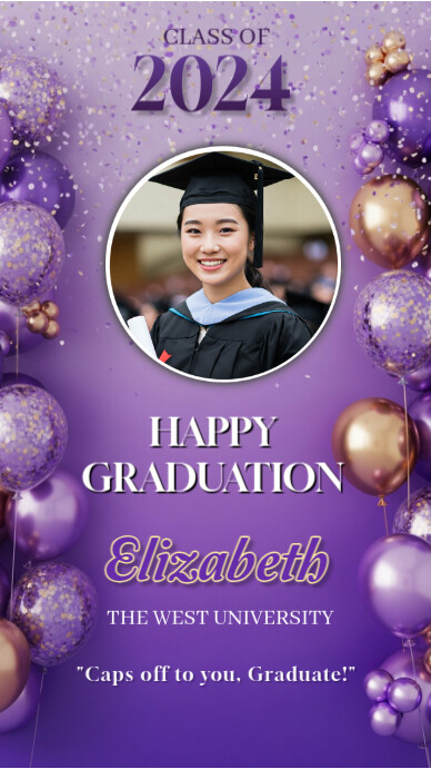 Joyful Happy Graduation Purple Background Instagram Story Template ...