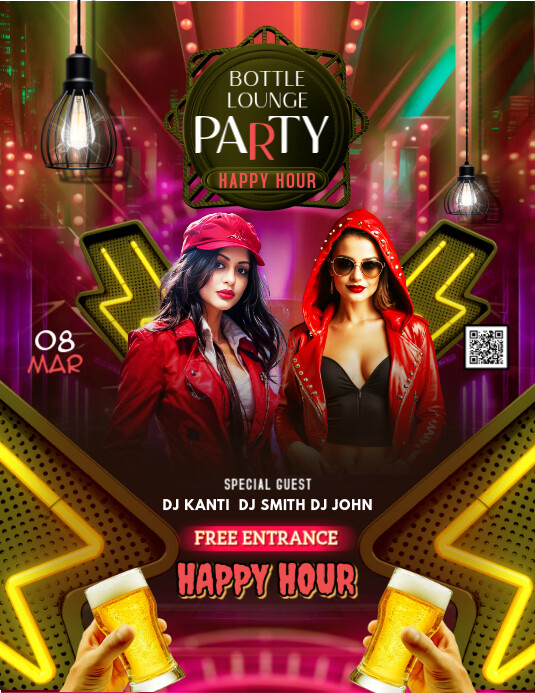 Joyful Happy Hour Party Flyer (us Letter) Template | PosterMyWall
