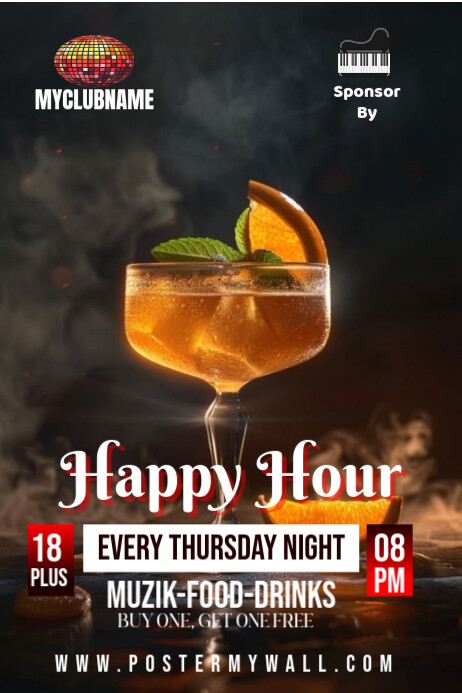 Plantilla de Joyful Happy Hour Promotion Poster | PosterMyWall